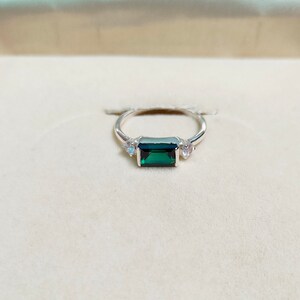 Teal Sapphire Ring Sterling Silver Ring Octagon Cut Teal Sapphire Ring ...