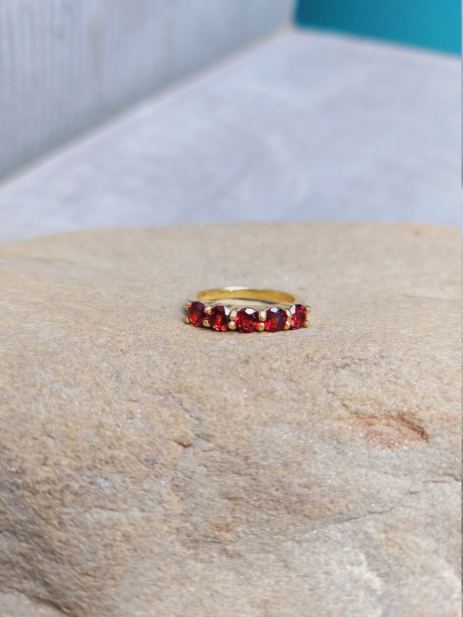 Red Garnet Band Ring 925 Sterling Silver Ring Garnet | Etsy