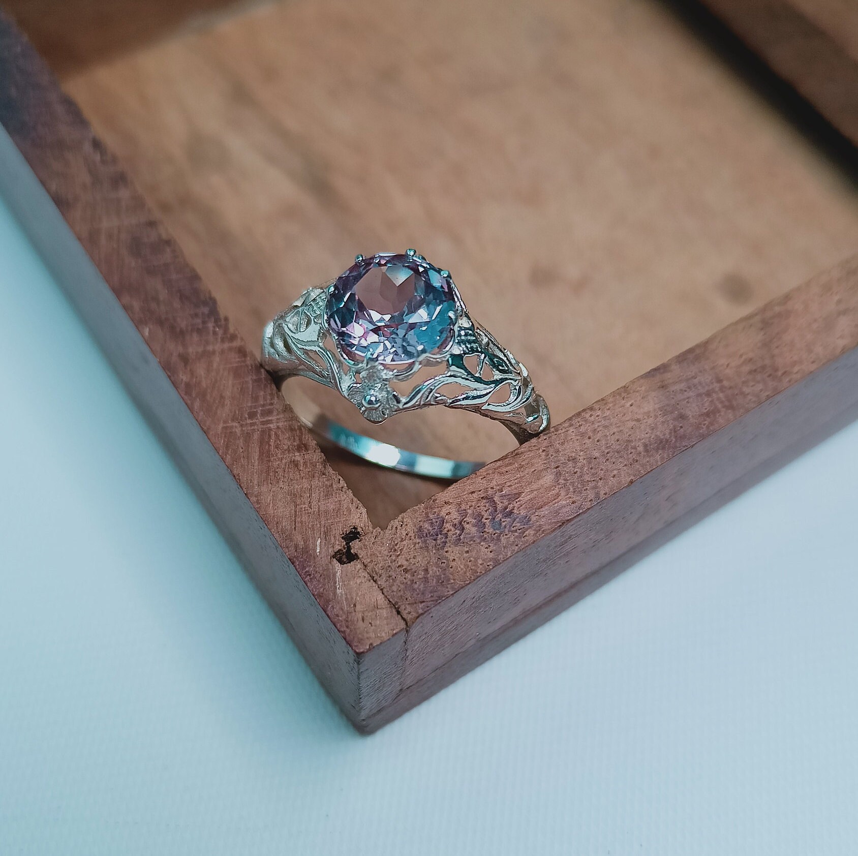 Alexandrite Ring 925 Sterling Silver Ring Lab Created - Etsy