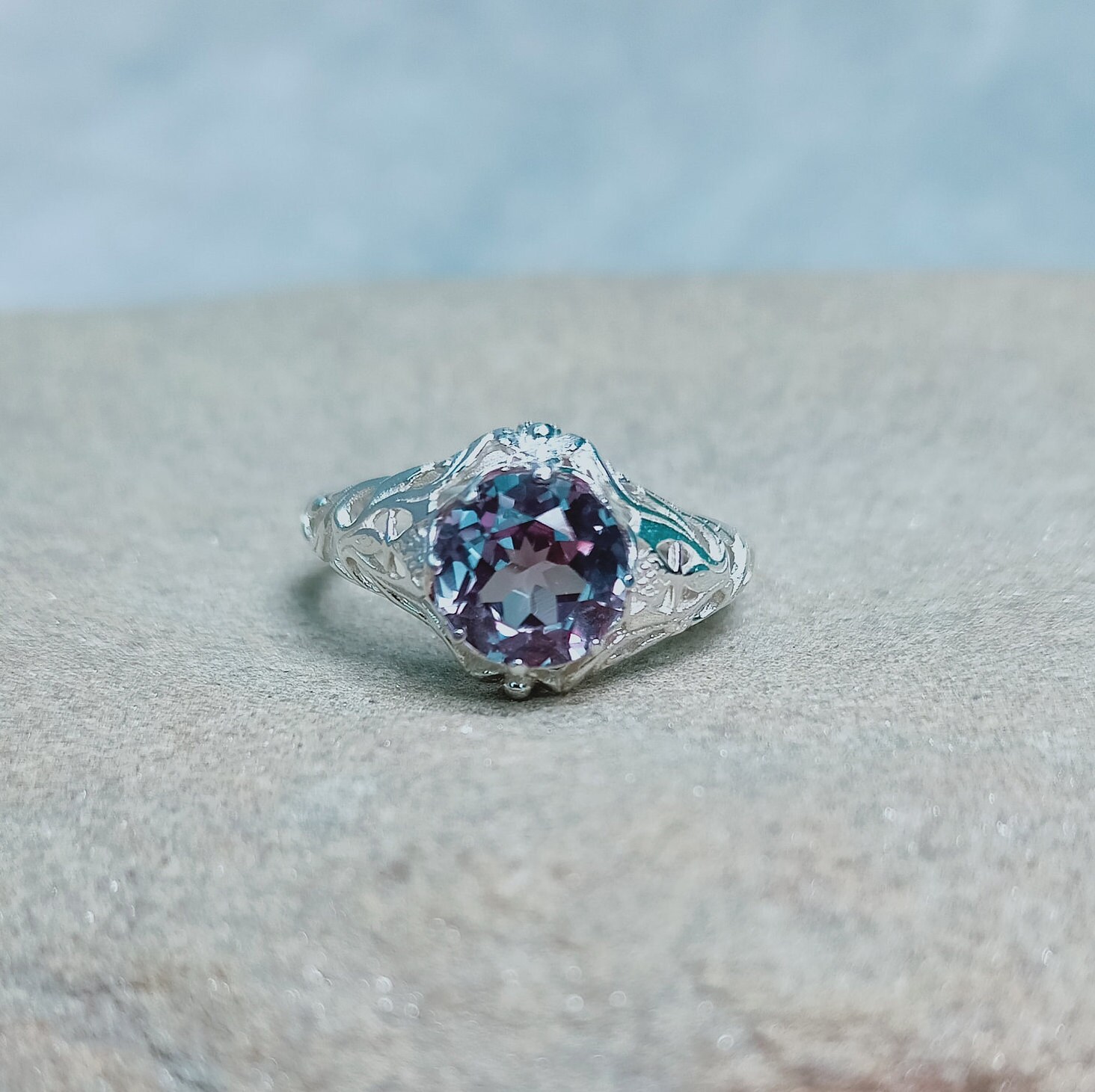Alexandrite Ring 925 Sterling Silver Ring Lab Created - Etsy