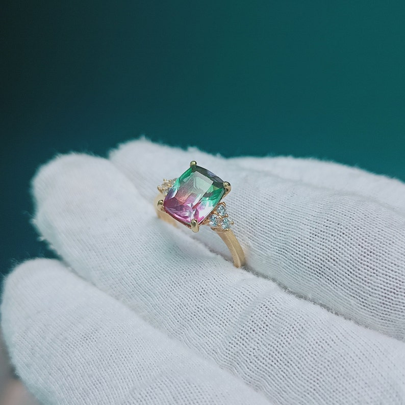 Watermelon Tourmaline Ring 925 Sterling Silver Ring - Etsy