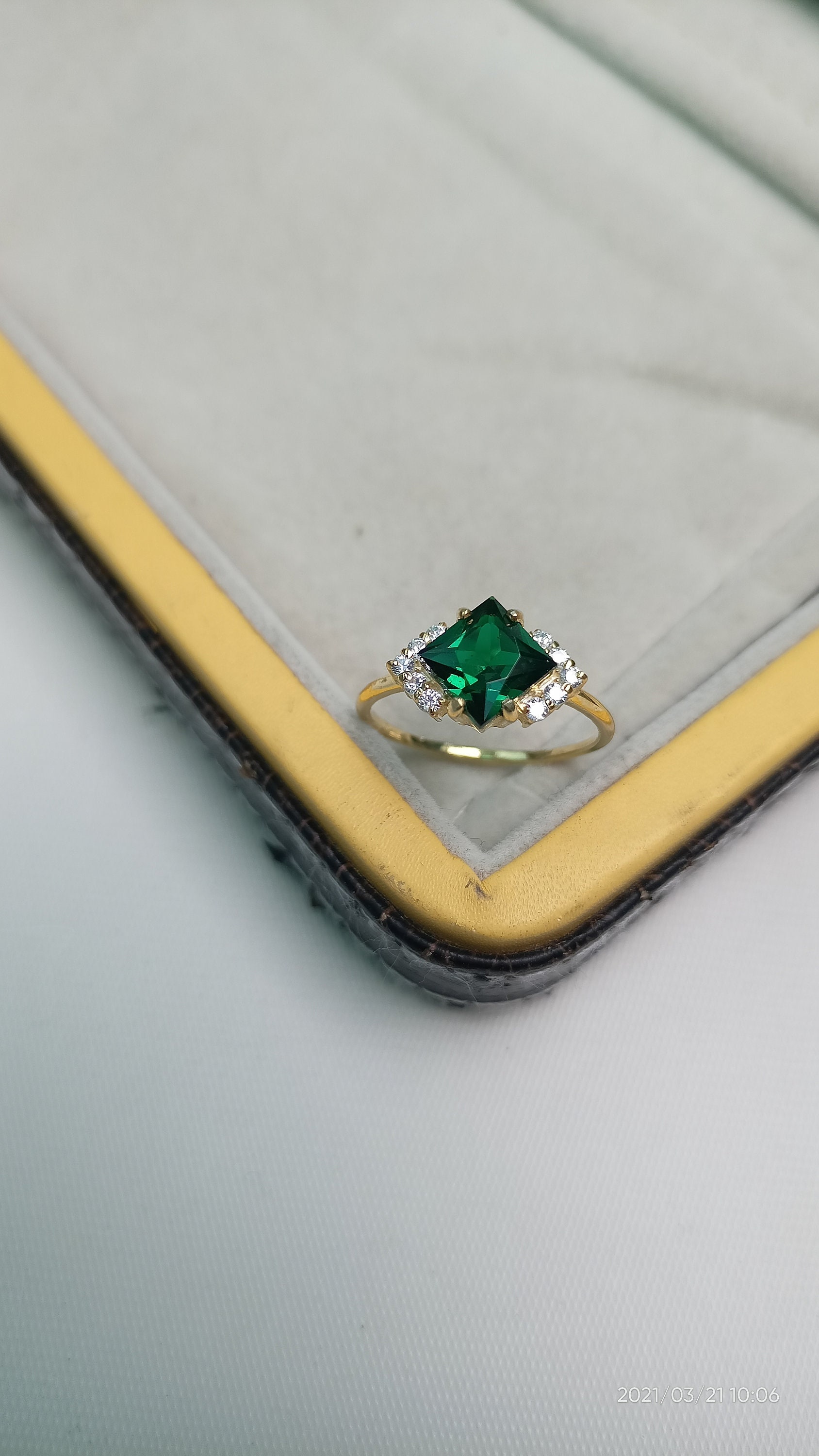 Lab created emerald ring 925 sterling silver ring green | Etsy