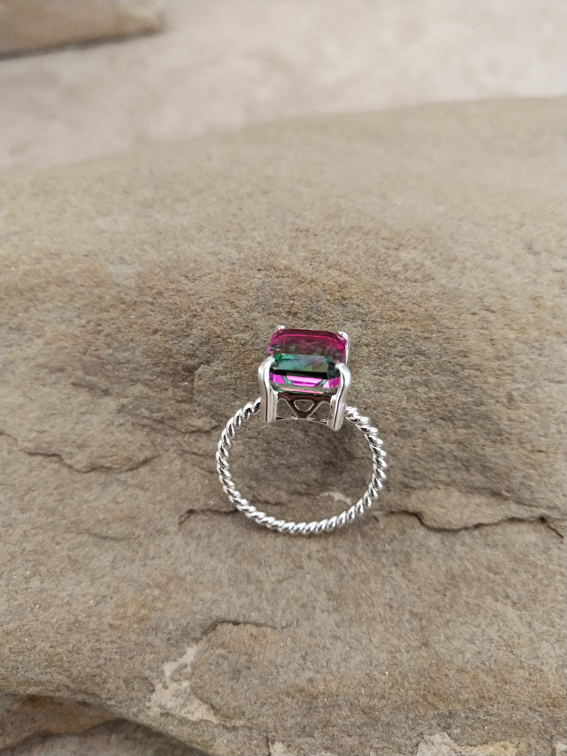 Watermelon Tourmaline Ring 925 Sterling Silver Ring | Etsy