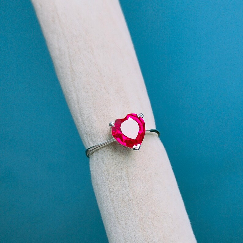 Ruby Ring Heart Shape Ruby Ring 925 Sterling Silver Ring - Etsy