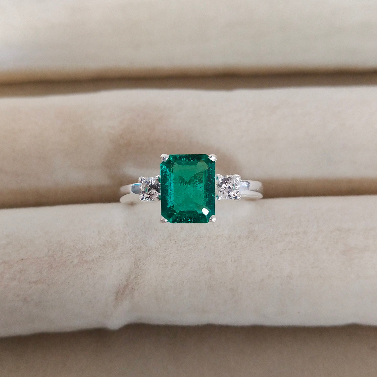 Lab Created Emerald Ring 925 Sterling Silver Ring Look like | Etsy