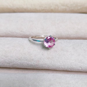 Pink Diamond Ring, Round Pink Diamond Ring, 925 Sterling Silver Ring ...