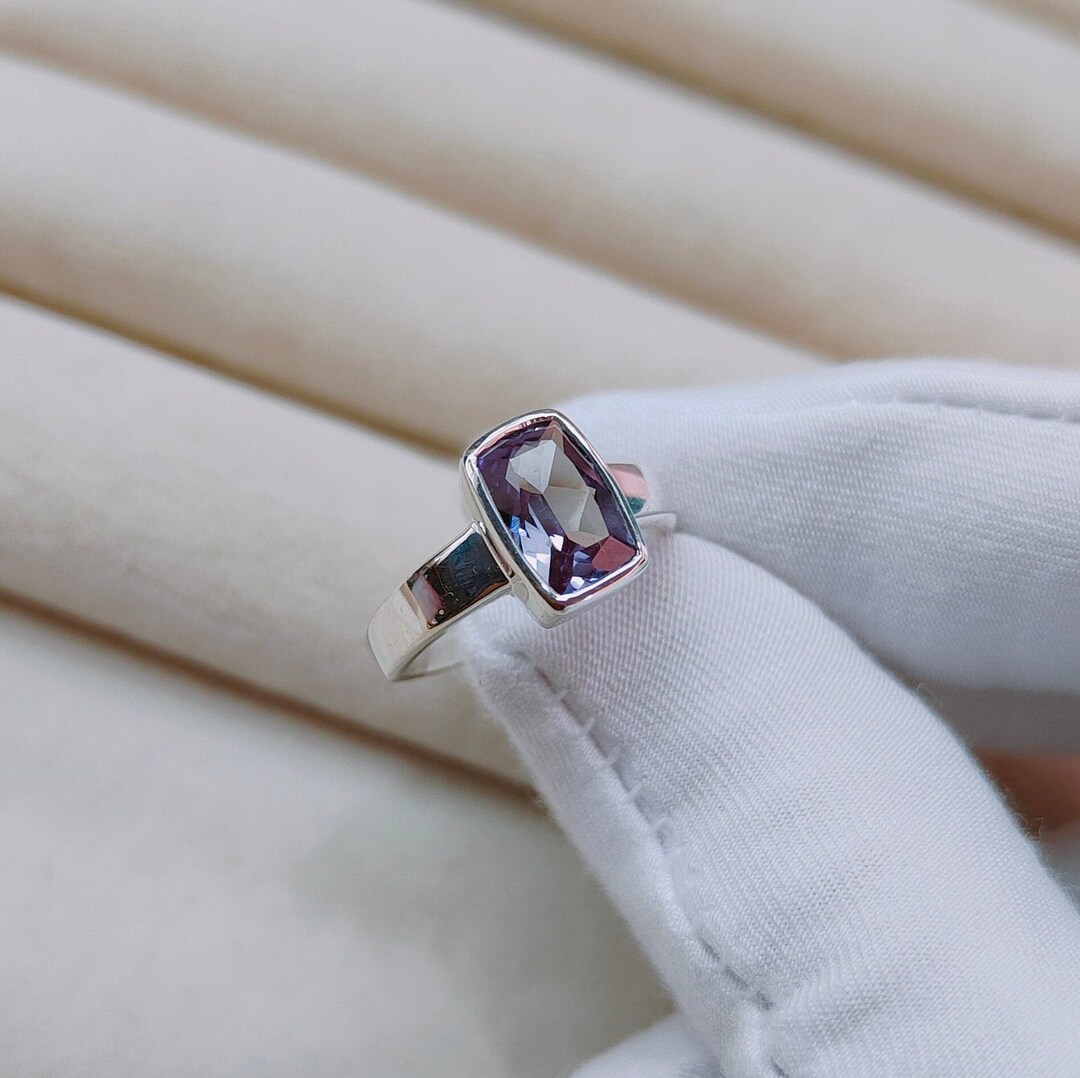 Alexandrite Ring, Lab Created Alexandrite Ring, 925 Sterling Silver ...