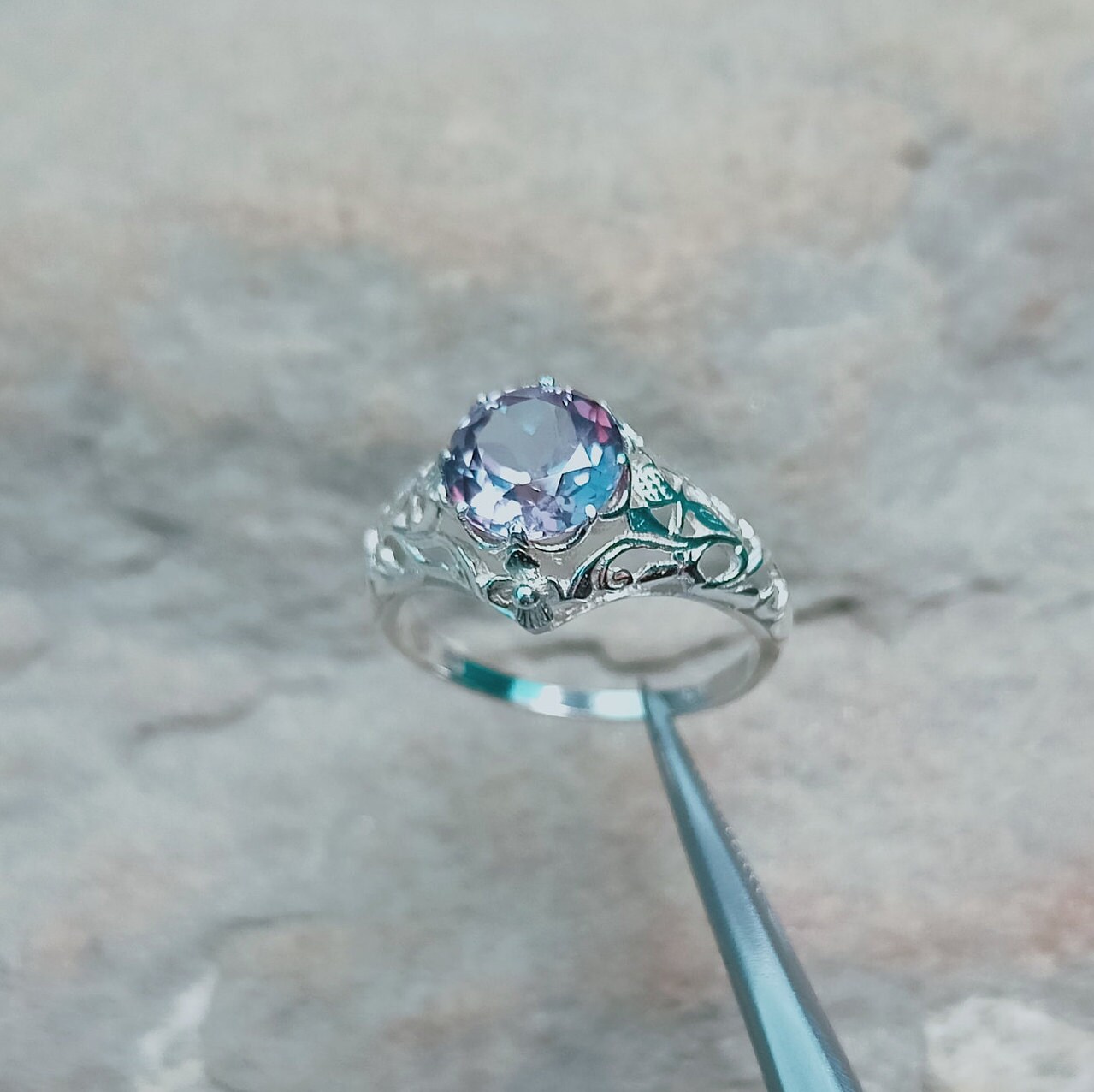 Alexandrite Ring 925 Sterling Silver Ring Lab Created - Etsy