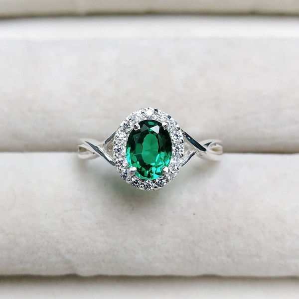 Lab Created Emerald Ring - Etsy
