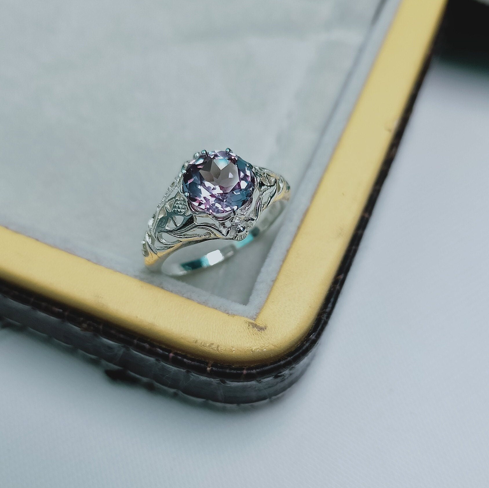 Alexandrite Ring 925 Sterling Silver Ring Lab Created - Etsy