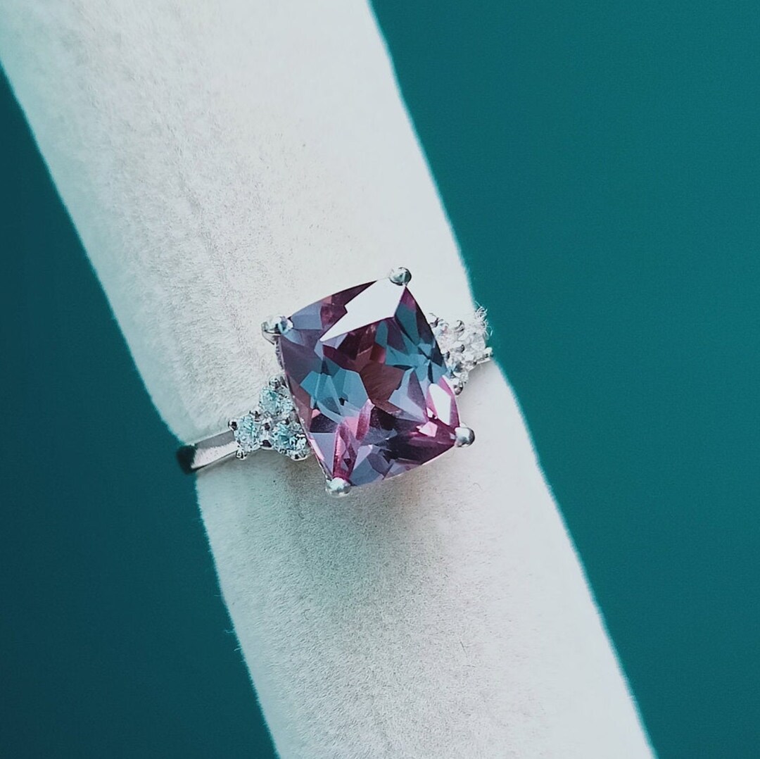 Alexandrite Ring, Lab Created Alexandrite Ring, 925 Sterling Silver ...