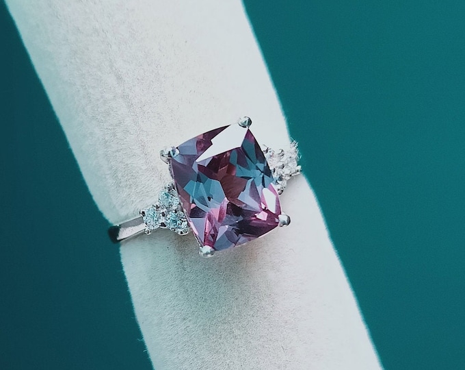Alexandrite Ring, Lab Created Alexandrite Ring, 925 Sterling Silver ...