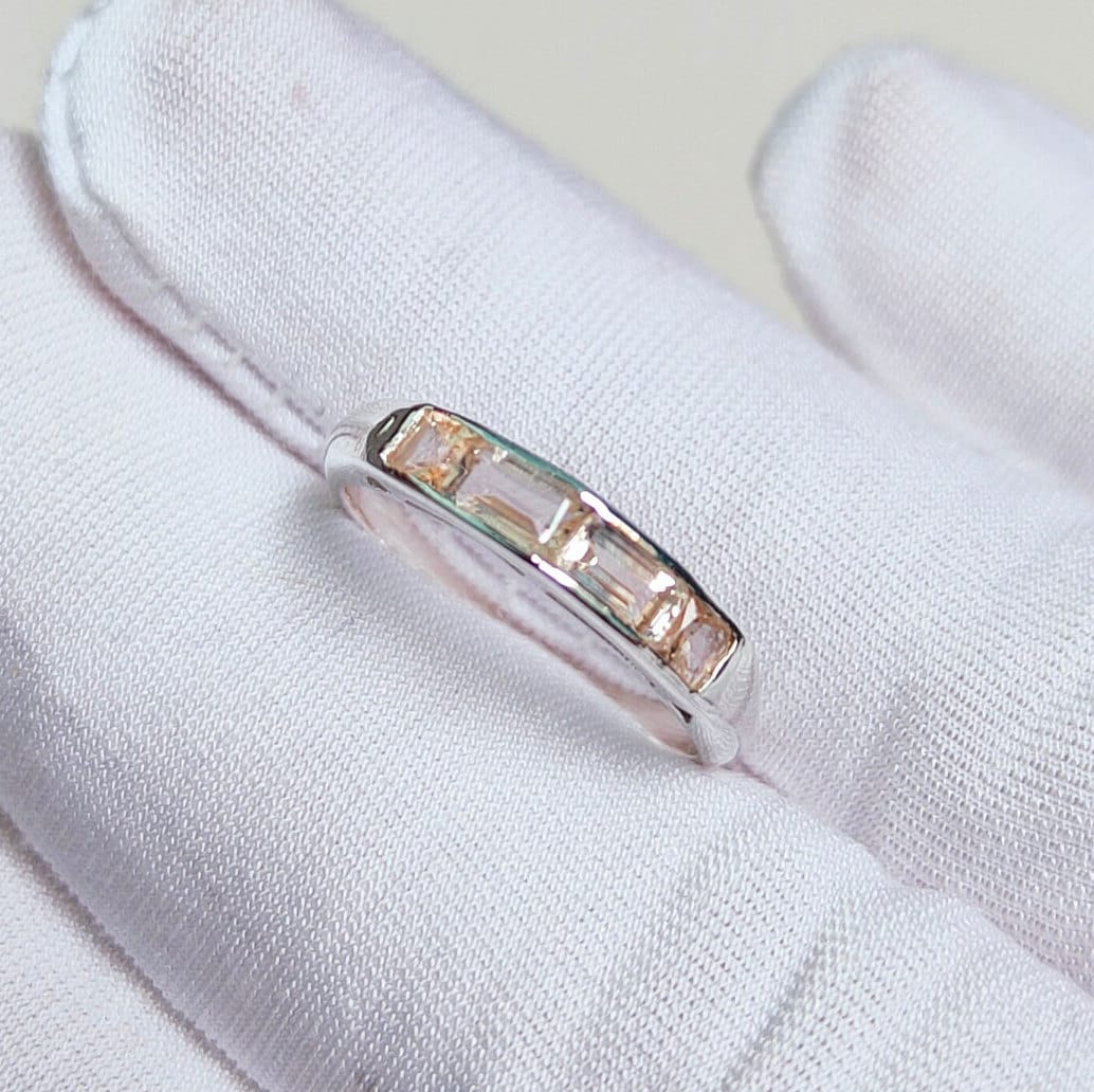 Natural Morganite Band Ring Square and Octagon Cut Morganite - Etsy