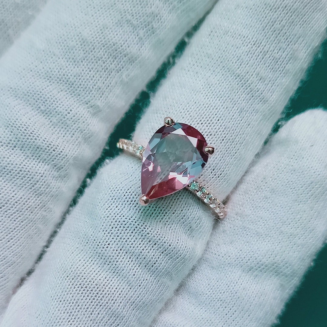Alexandrite Ring, Lab Created Alexandrite Ring, 925 Sterling Silver ...