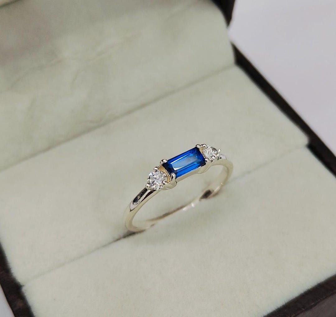Neon Blue Sapphire Ring, Real Moissanite Ring, 925 Sterling Silver Ring ...