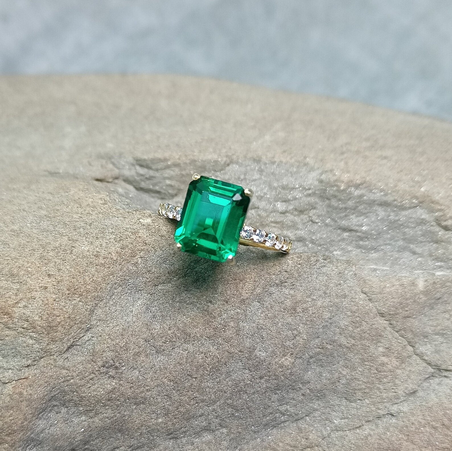 Lab Created Emerald Ring, 925 Sterling Silver Ring, Look Like Natural ...