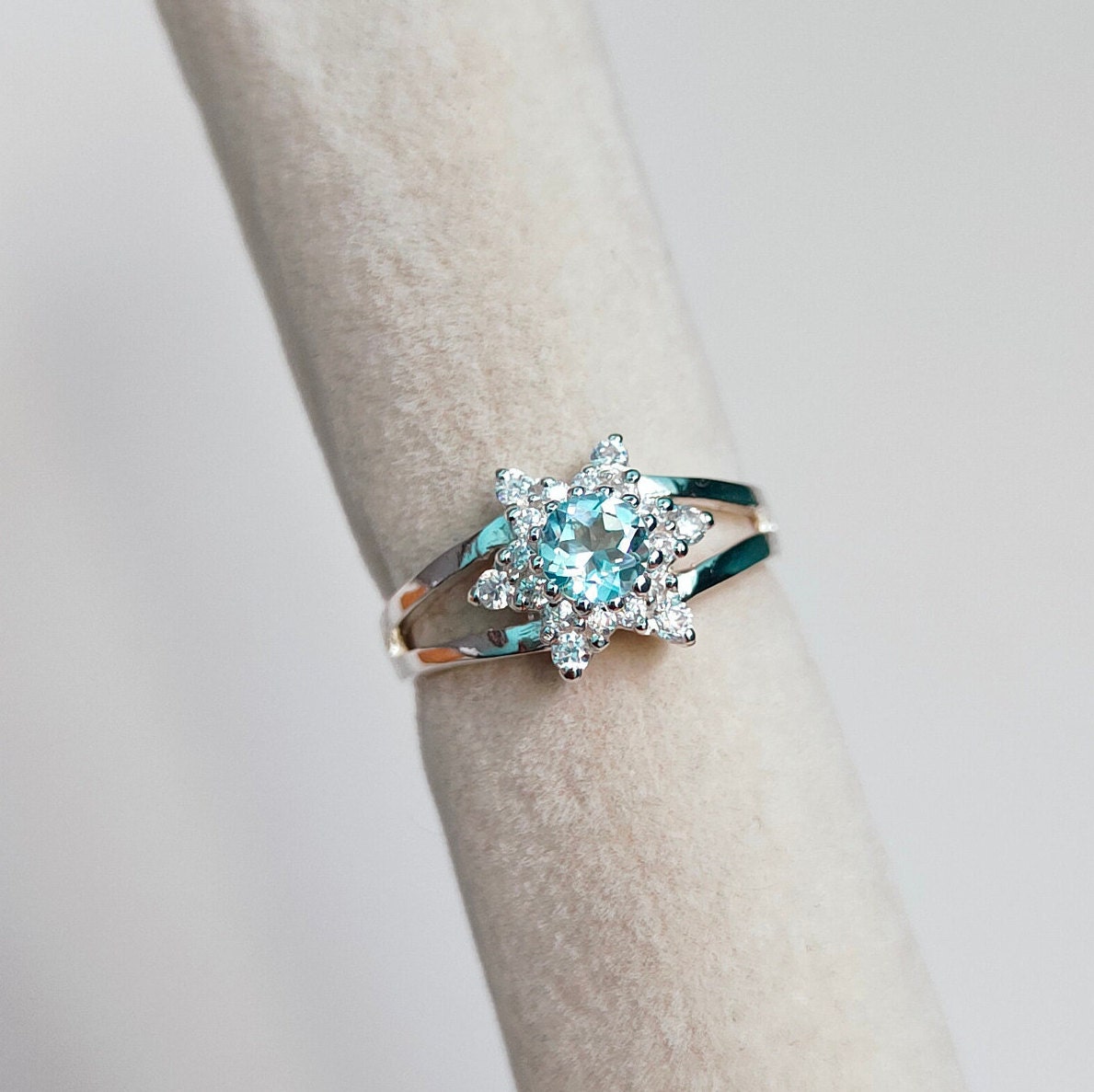 Natürlicher Aquamarin Ring 925 Sterling Silber Ring | Etsy