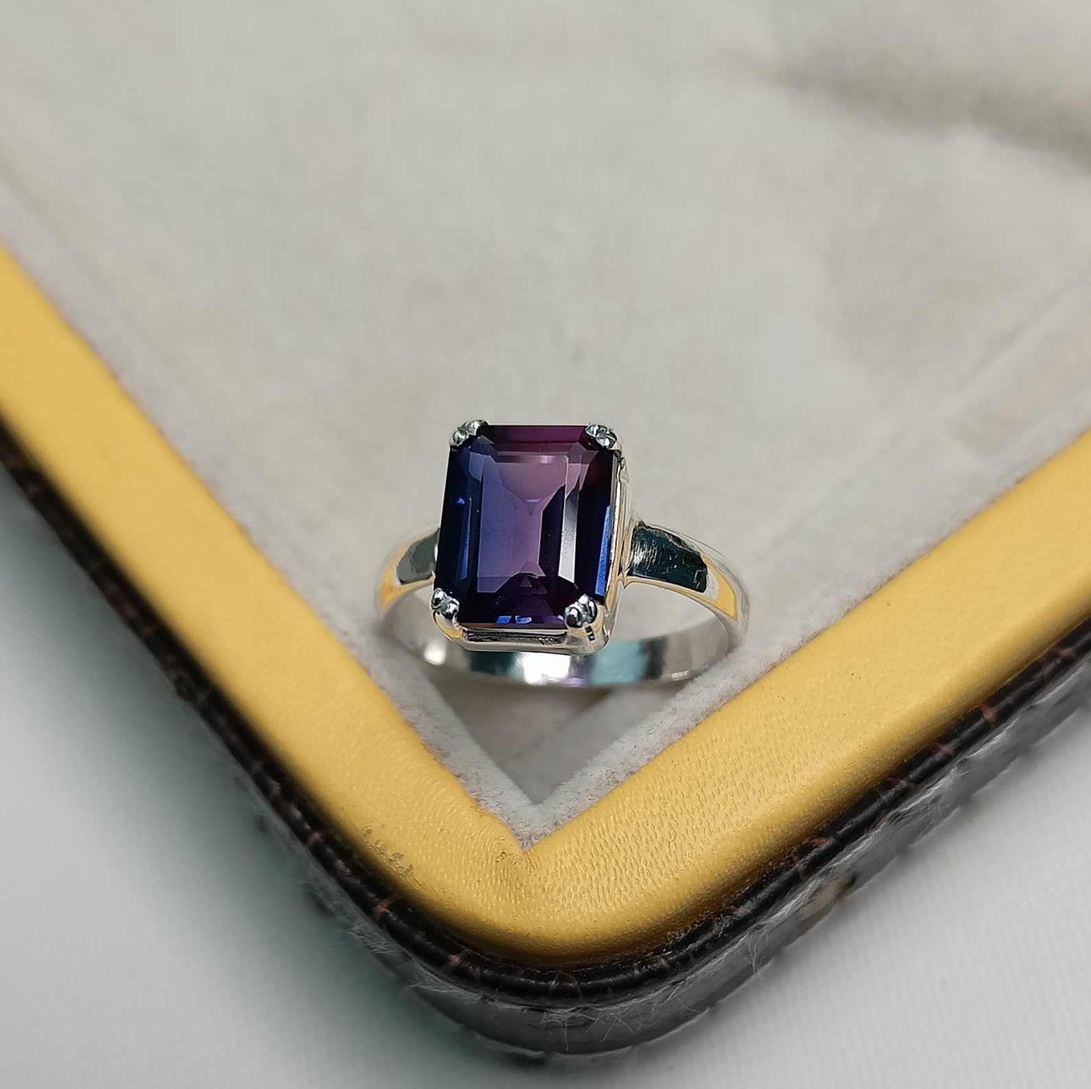 Color Change Sapphire Ring, 925 Sterling Silver Ring, Lab Created ...