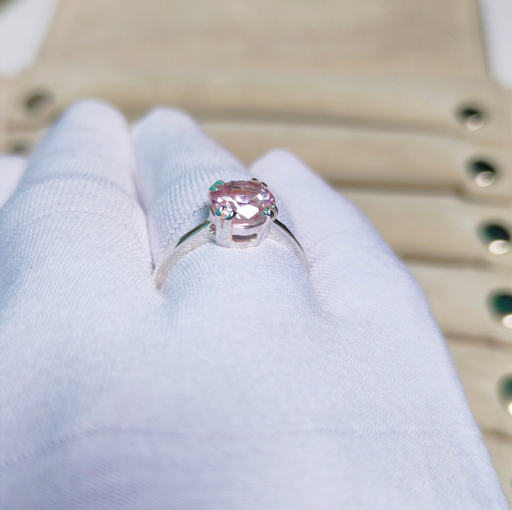 Pink Diamond Ring, Round Pink Diamond Ring, 925 Sterling Silver Ring ...