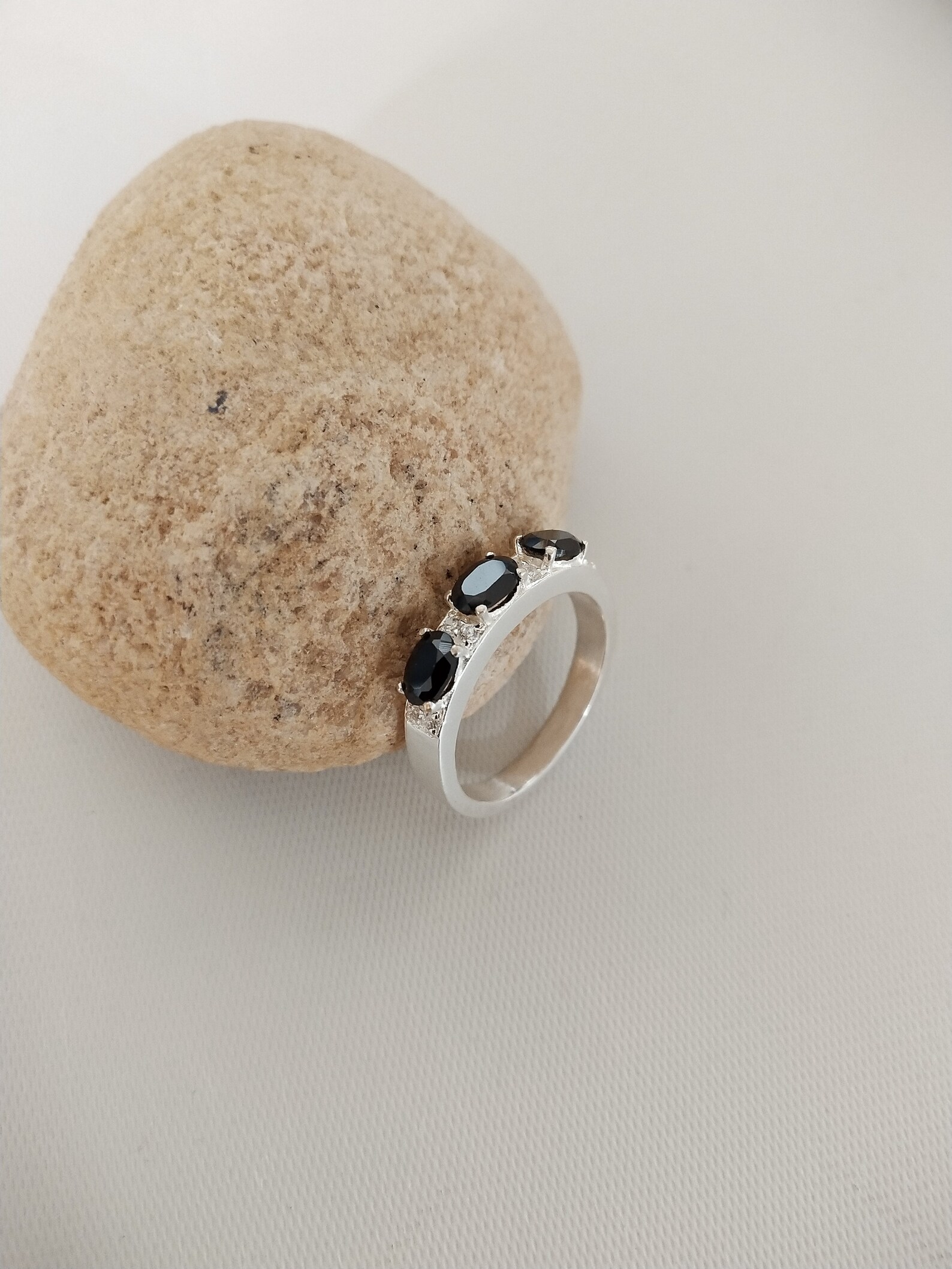 Black Onyx Band Ring 925 Sterling Silver Ring Oval Cut Black | Etsy