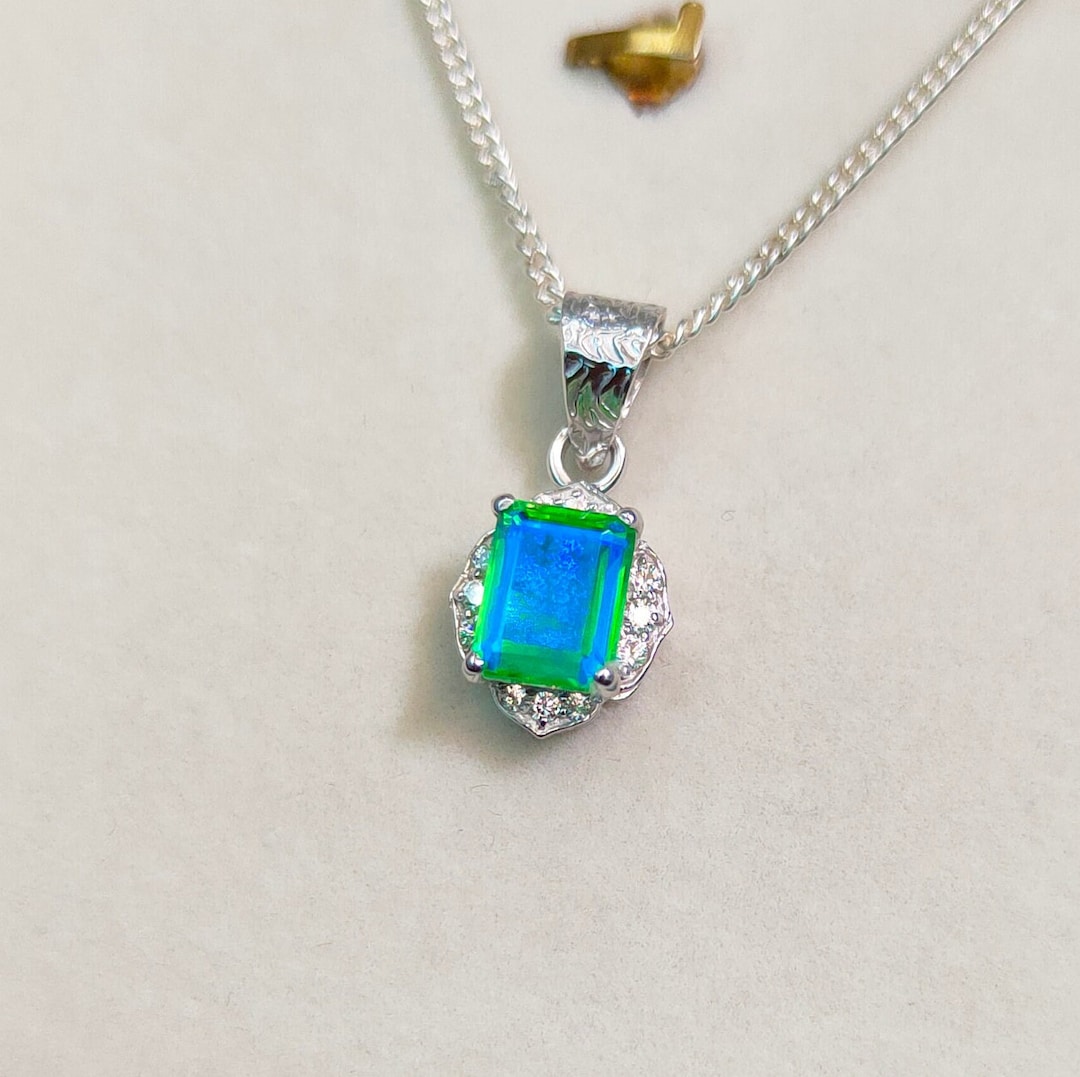 Peacock Quartz Pendant, Octagon Shape Peacock Quartz Pendant, Peacock ...