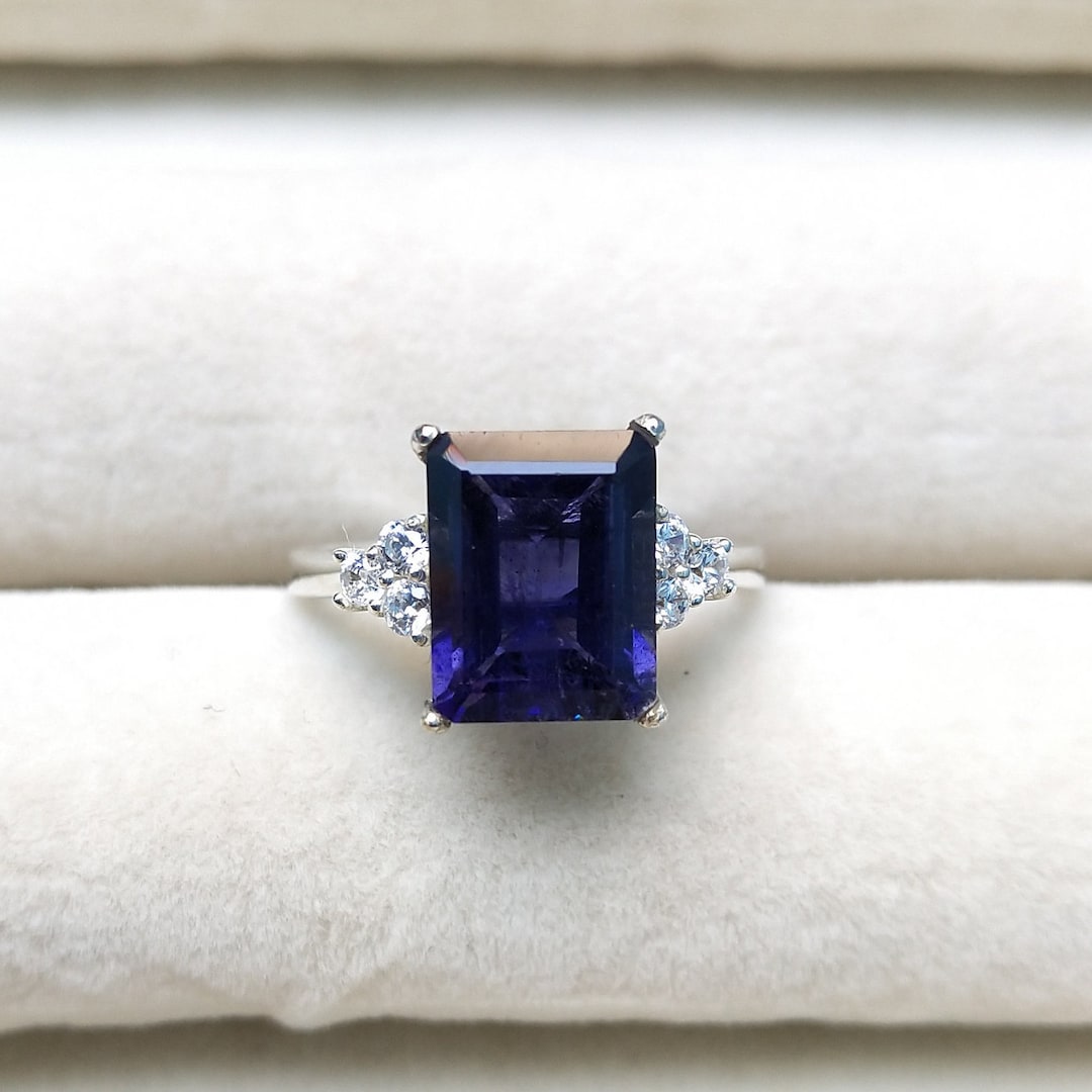 Natural Iolite Ring, 925 Sterling Silver Ring, Octagon Cut Iolite Ring ...