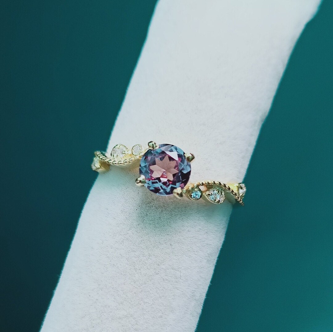Alexandrite Ring, 925 Sterling Silver Ring, Lab Created Alexandrite ...