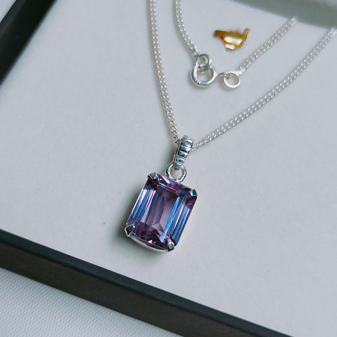 Alexandrite Pendant, Alexandrite Necklace, Octagon Cut Alexandrite ...