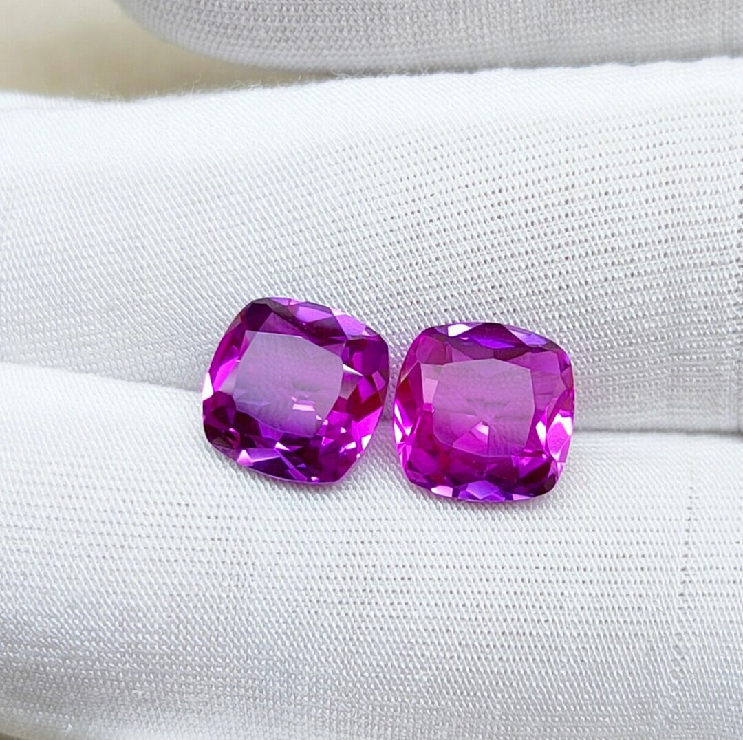 Color Change Sapphire Stones Pair, Cushion Cut Color Change Sapphire ...