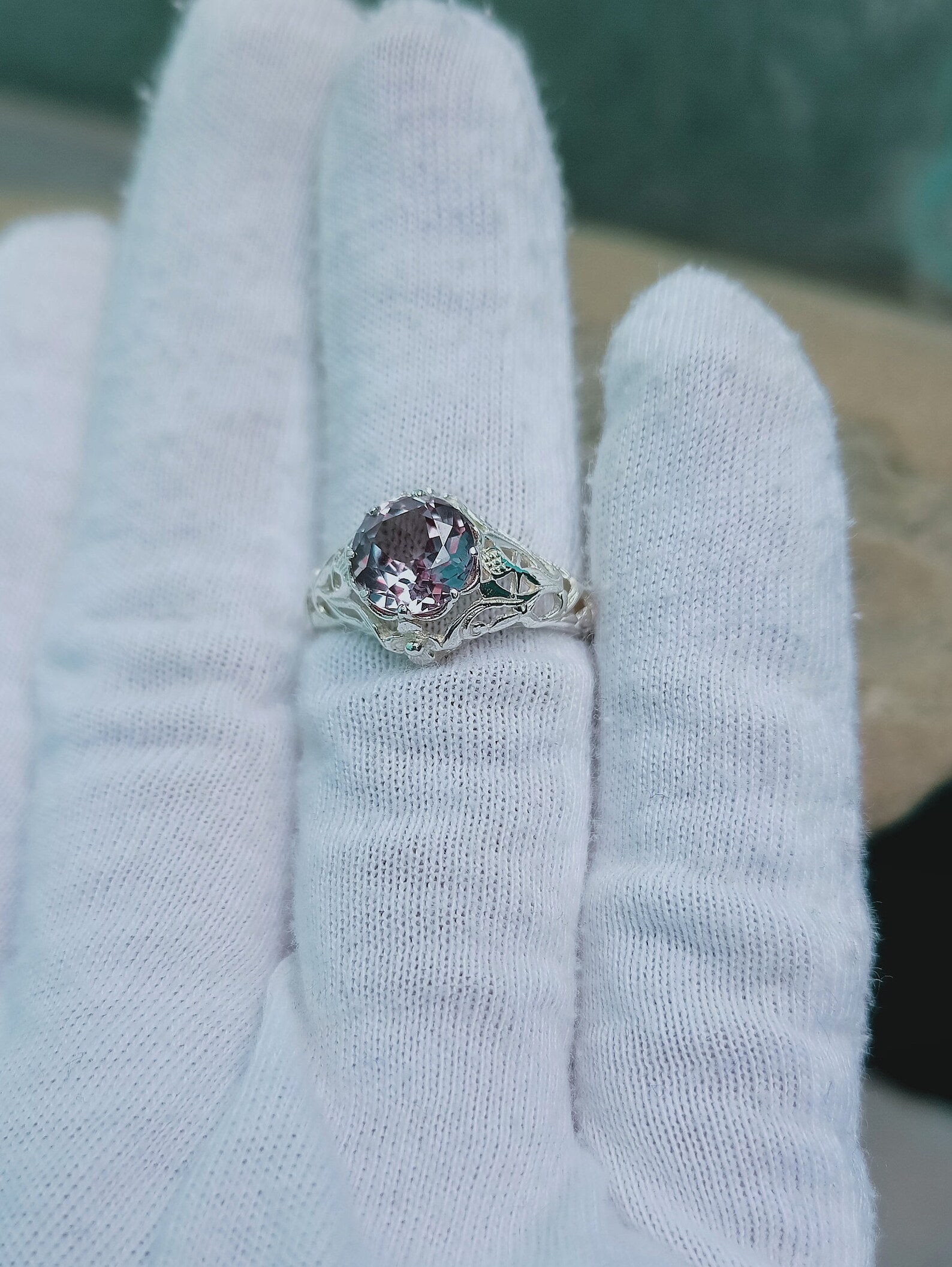 Alexandrite Ring 925 Sterling Silver Ring Lab Created - Etsy