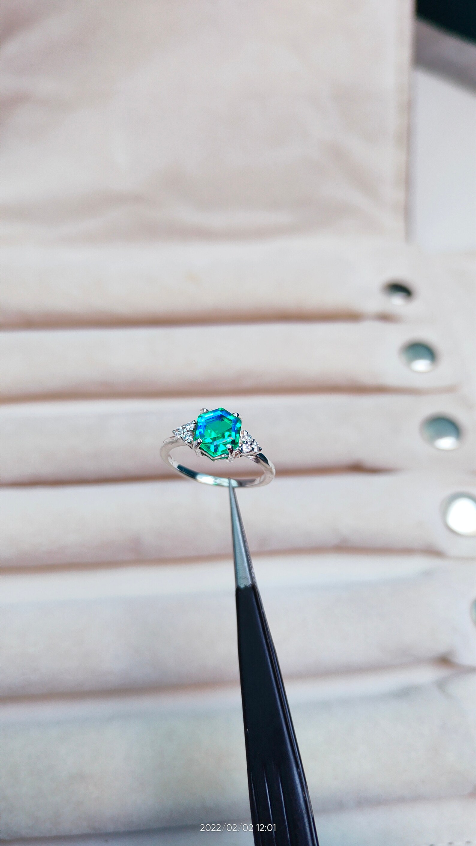 Peacock Quartz Ring, Hexogen Cut Peacock Quartz Ring, 925 Sterling ...