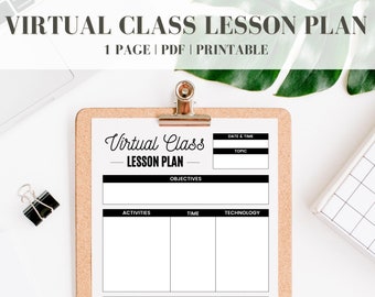 Virtual Assignment Planner, Printable Teacher Lesson Planner, Lesson ...