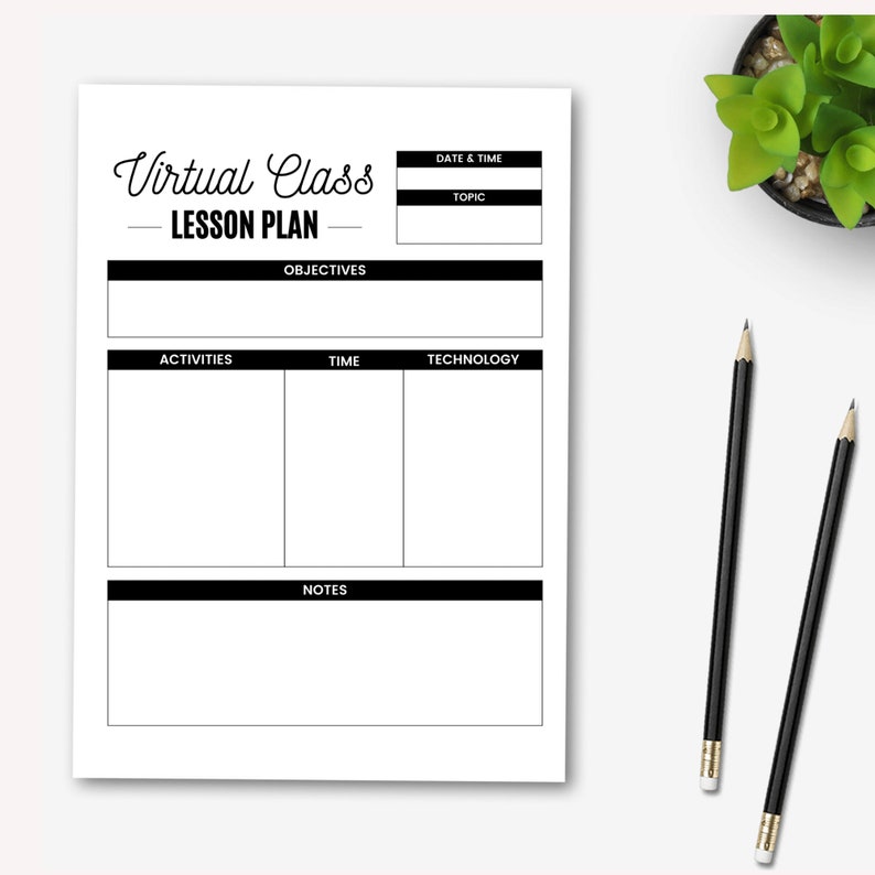 Virtual Lesson Plan Printable Teacher Lesson Planner Lesson | Etsy