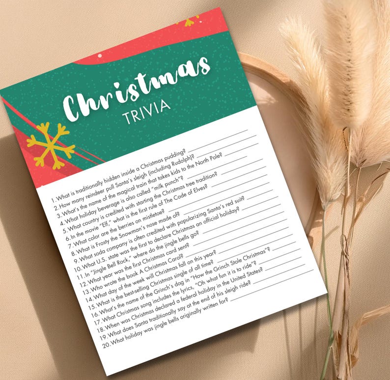 Festive Christmas Trivia: Printable Holiday Quiz for Family Gatherings ...