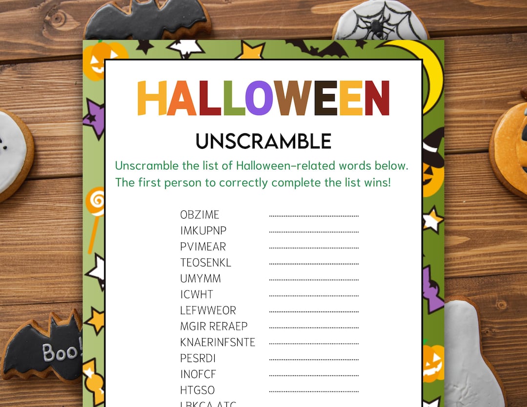 Halloween Printable Word Scramble Game: Party Activity (PDF Download ...