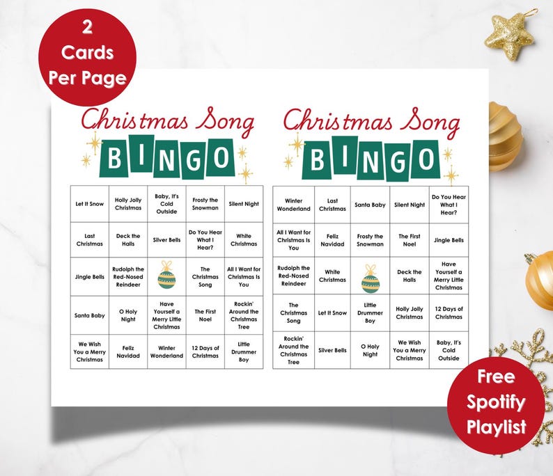 Festive Christmas Music Bingo: Printable Holiday Song Game for Family ...
