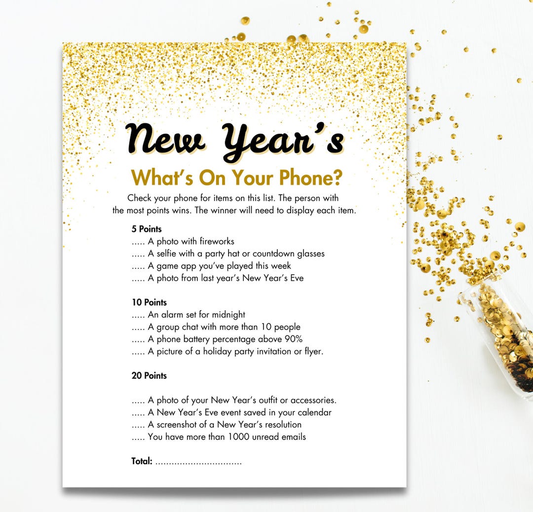 New Year's Eve Digital Party Game: What's on Your Phone Challenge for ...
