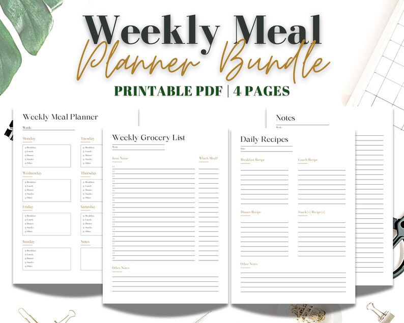 2025 Digital Meal Planner Bundle: Weekly Recipes, Breakfast to Dinner, Grocery Lists & Food Prep ...