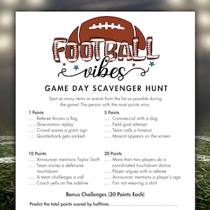 Football Game Day Scavenger Hunt: Fun Printable Activity (PDF Download ...