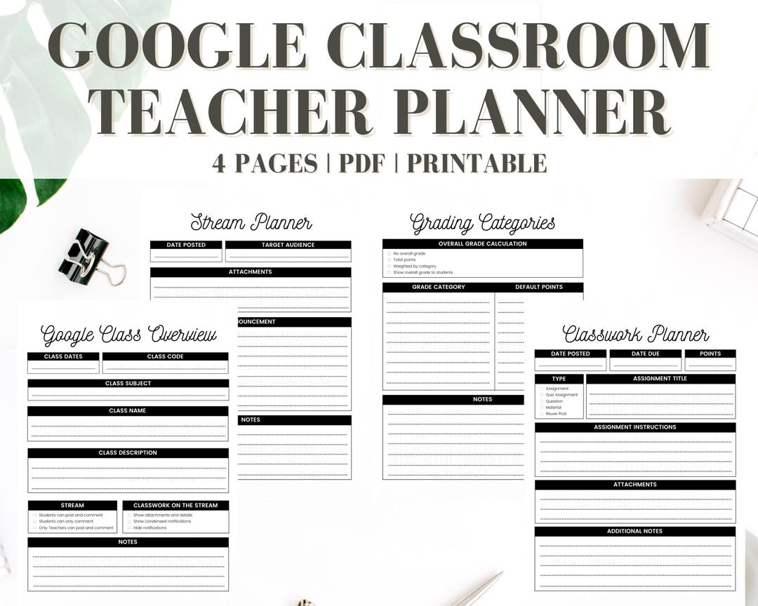 Google Classroom Digital Teacher Planner: Printable Lesson Plan ...