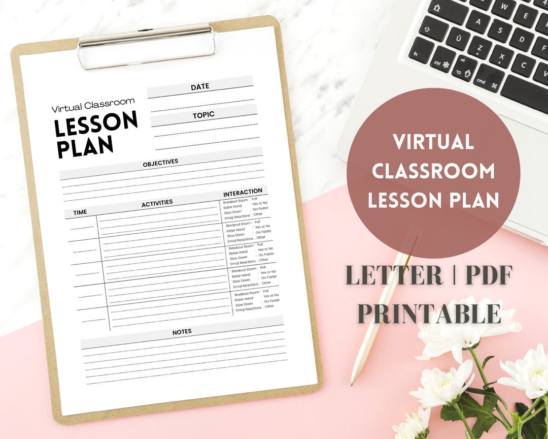 Digital Teacher Planner for Virtual Classes: Printable Lesson Template ...