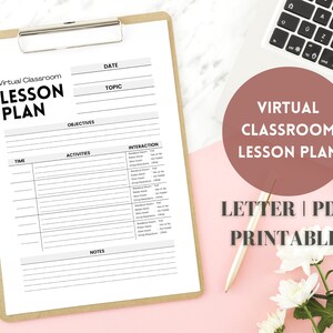 Digital Teacher Planner for Virtual Classes: Printable Lesson Template ...