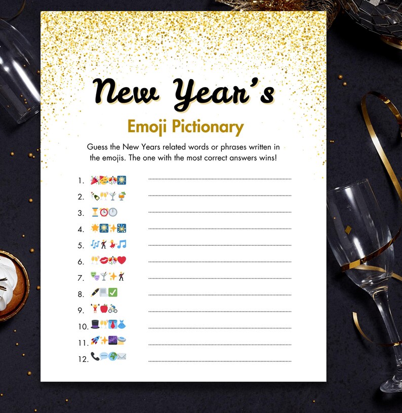 Printable New Year's Eve Pictionary: Fun Party Game for Adults With ...