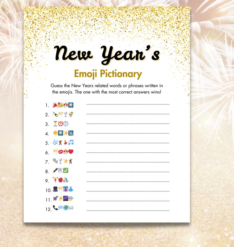 Printable New Year's Eve Pictionary: Fun Party Game for Adults With ...
