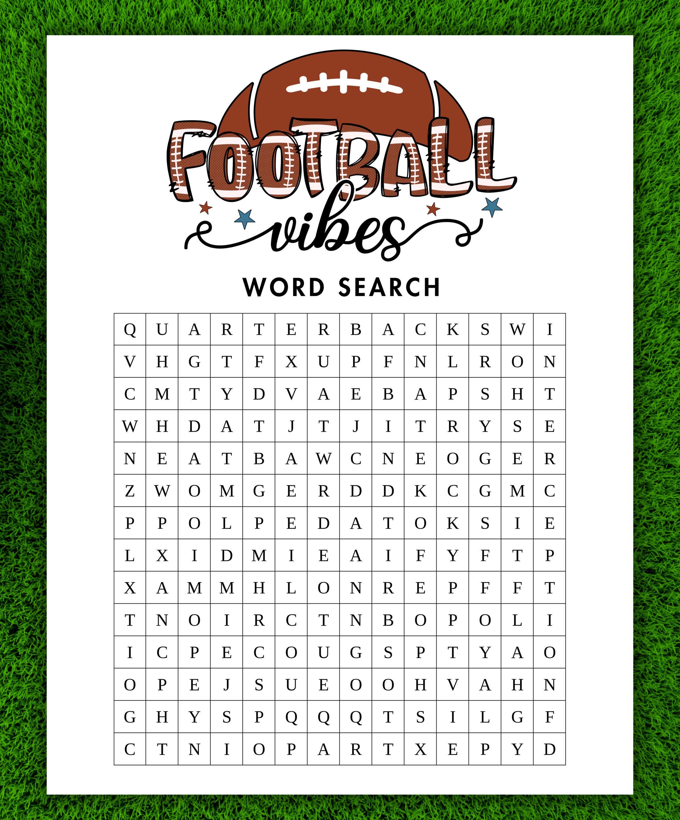 Superbowl Party Game Day Word Search: Printable Football Activity for ...