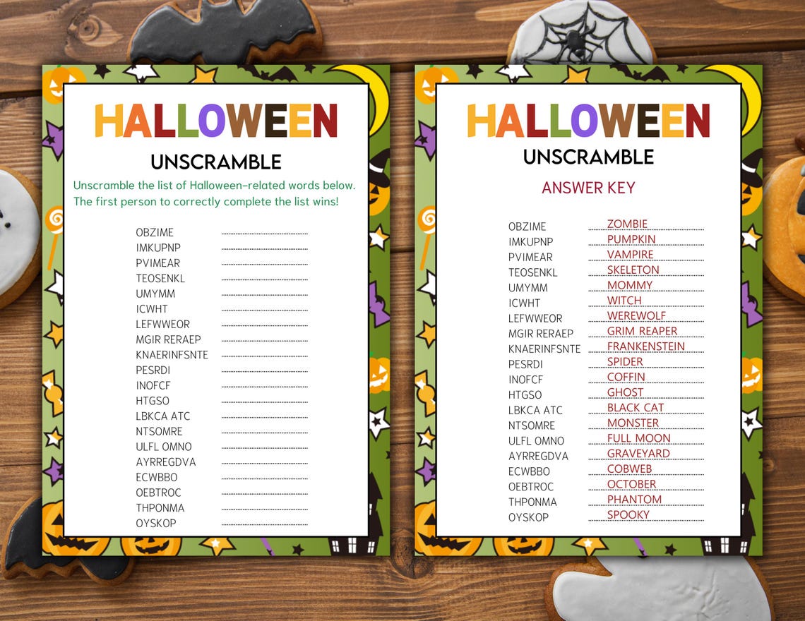 Halloween Printable Word Scramble Game: Party Activity (PDF Download ...