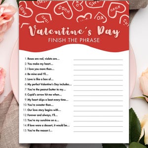 Valentine's Day Printable Finish the Phrase: Holiday Fun for Family ...