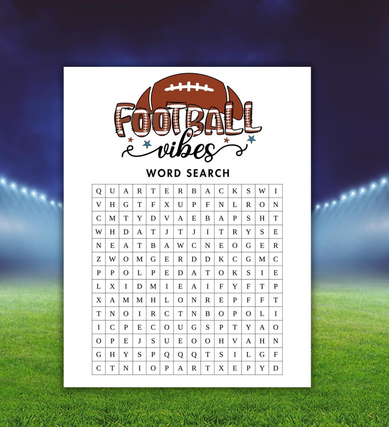Superbowl Party Game Day Word Search: Printable Football Activity for ...