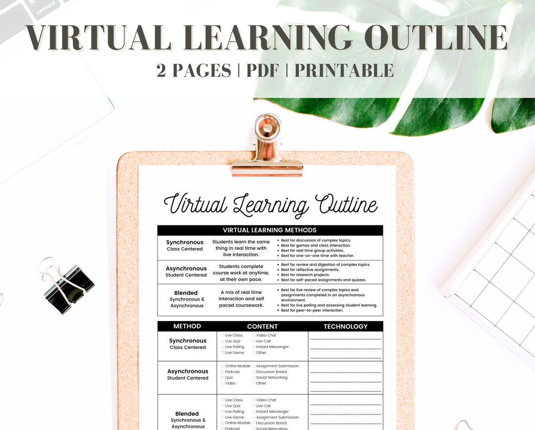 Virtual Learning Plan Outline | Printable Teacher Lesson Planner ...