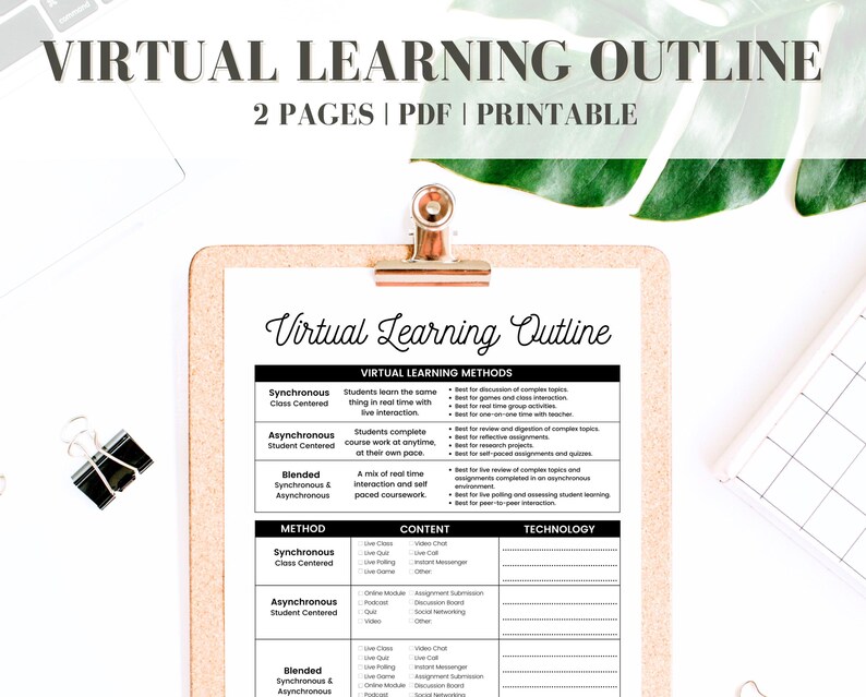 Virtual Learning Plan Outline | Printable Teacher Lesson Planner ...